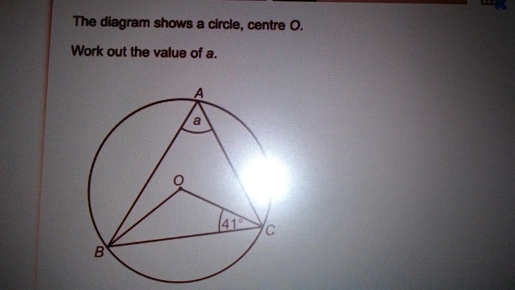 the diagram shows a circle centre 0 work out the value of a b 95692