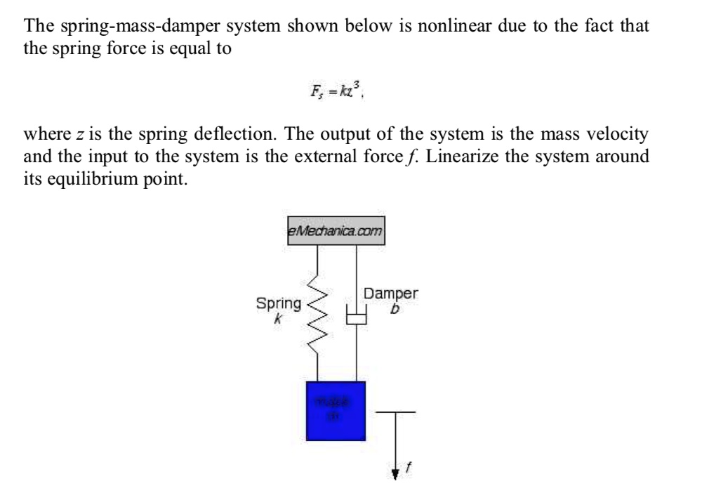 SOLVED: The spring-mass-damper system shown below is nonlinear due to ...