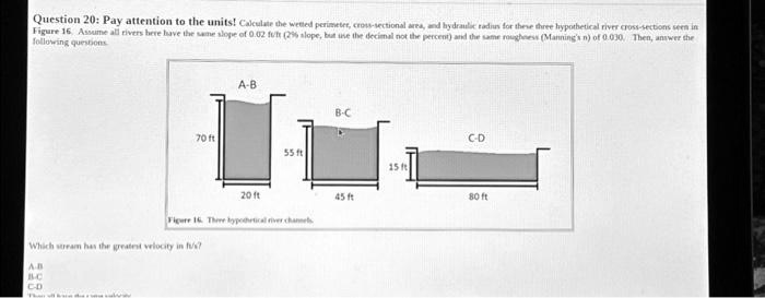 Question 20: Pay attention to the units! Calculate the wetted perimeter ...