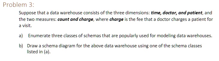 Problem 3: Suppose that a data warehouse consists of the three ...