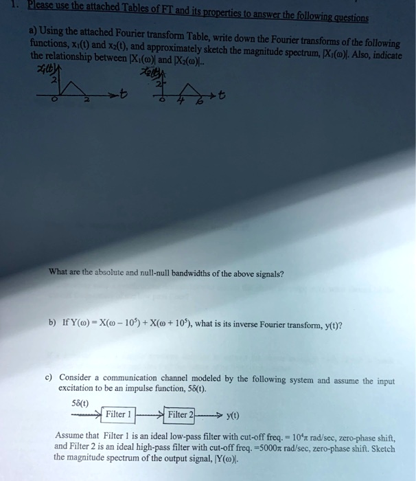 1. Please use the attached Tables of FT and its properties to answer ...