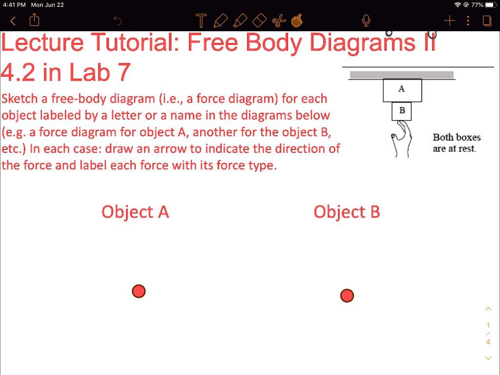 Lecture Tutorial: Free Body Diagrams II 4.2 in Lab 7 Sketch a free-body ...