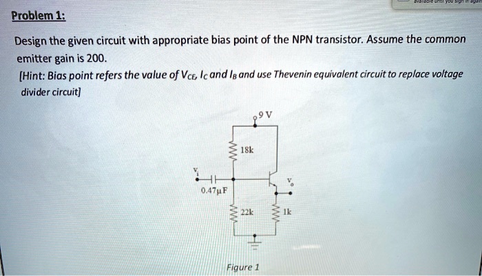 Problem 1: Design the given circuit with appropriate bias point of the ...