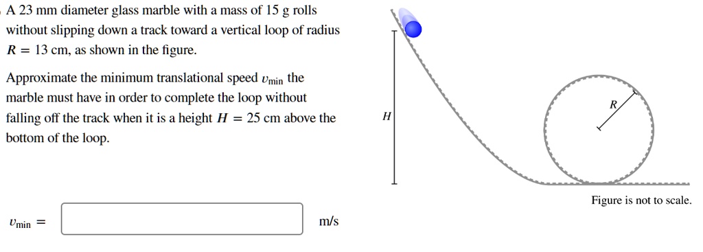 SOLVED: A 23 mm diameter glass marble with a mass of 15 g rolls without ...