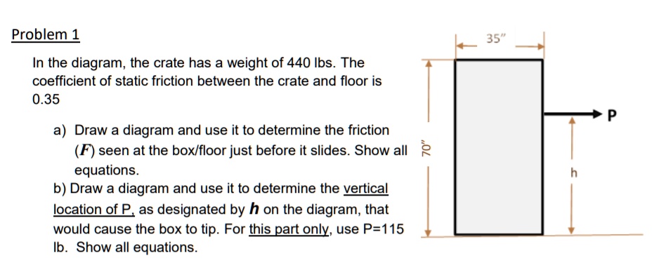 SOLVED: Problem 1 In the diagram, the crate has a weight of 440 Ibs.The ...