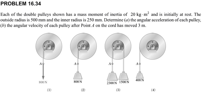 SOLVED: PROBLEM 16.34 Each of the double pulleys shown has a mass ...