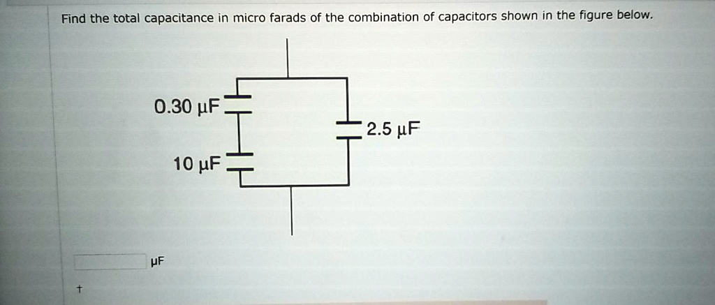 SOLVED: Find the total capacitance in micro farads of the combination ...