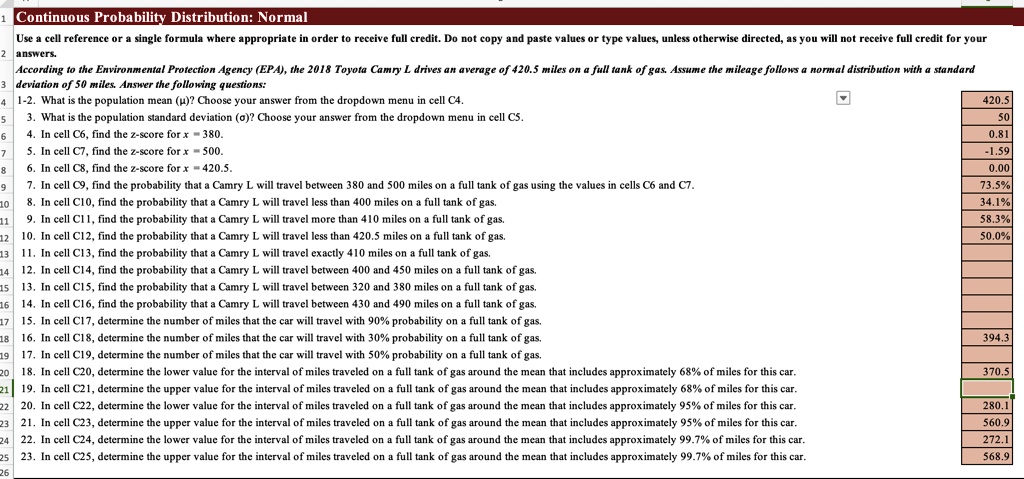 1 Continuous Probability Distribution: Normal Use a cell...