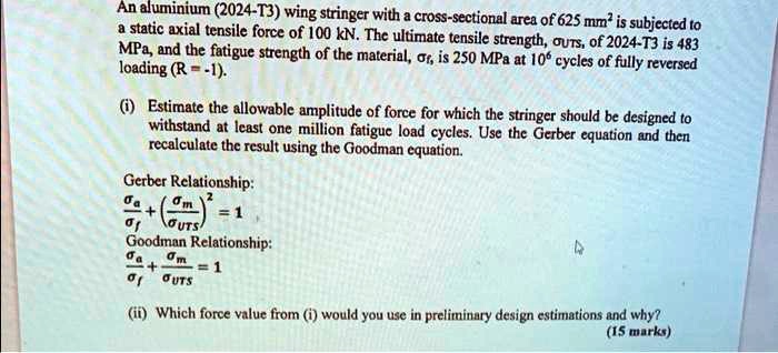 SOLVED: An aluminium (2024-T3) wing stringer with a cross-sectional ...