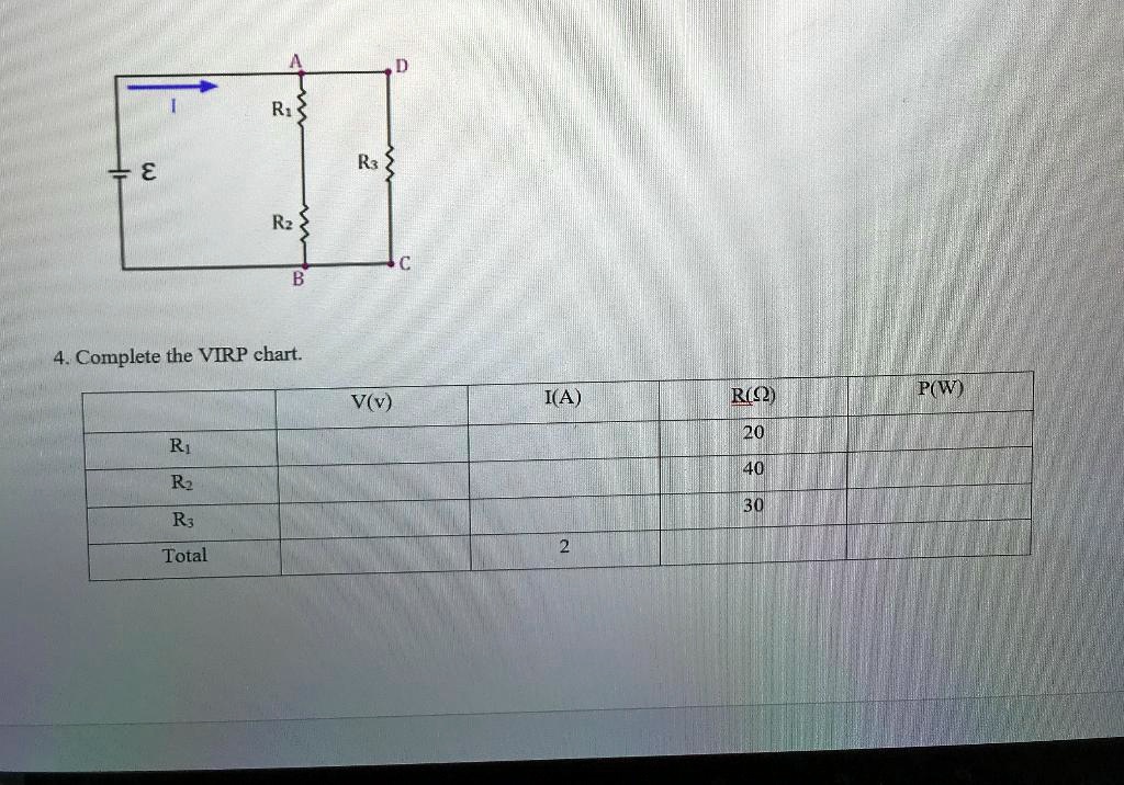 SOLVED: Ra Rz Complete the VIRP chart (M)a I(A) (35)d 20 40 Rz 30 Ra Total