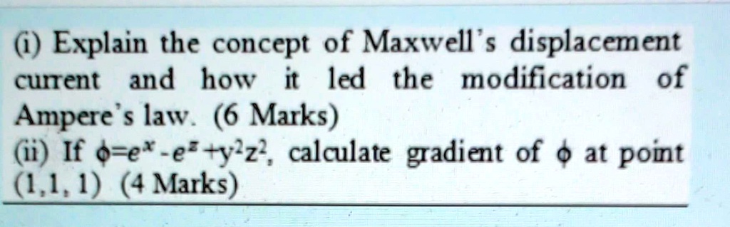 SOLVED: Explain the concept of Maxwell's displacement cunent and how it led the modification of ...