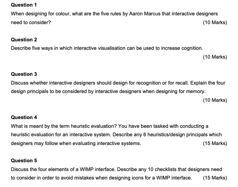 Question 1 When designing for colour, what are the five rules by Aaron ...