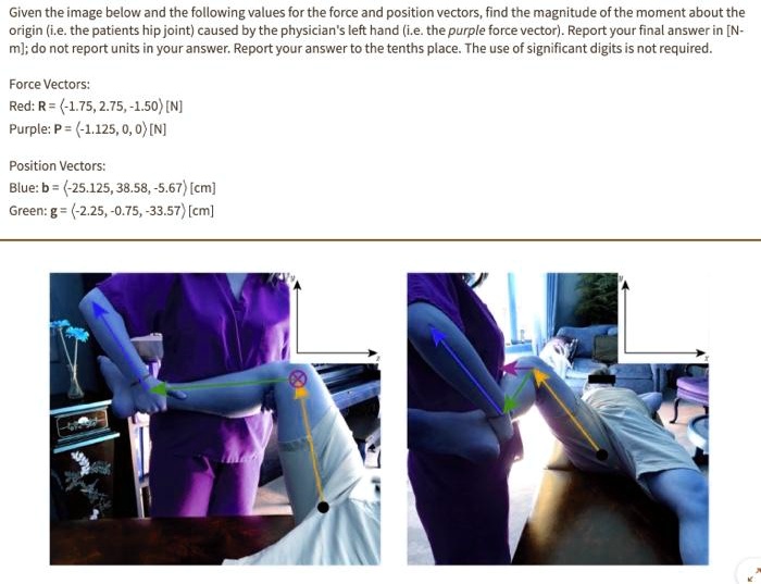 Given the image below and the following values for the force and ...