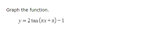 Graph the function. y=2 tan (π x+π)-1