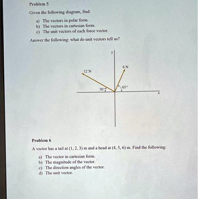 Problem 5 Given the following diagram, find: a) The vectors in polar ...