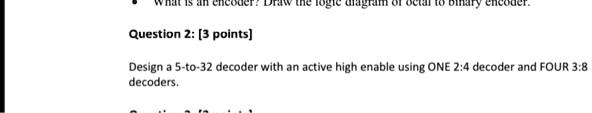 Solved Design A 5 To 32 Decoder With An Active High Enable Using One 2 4674