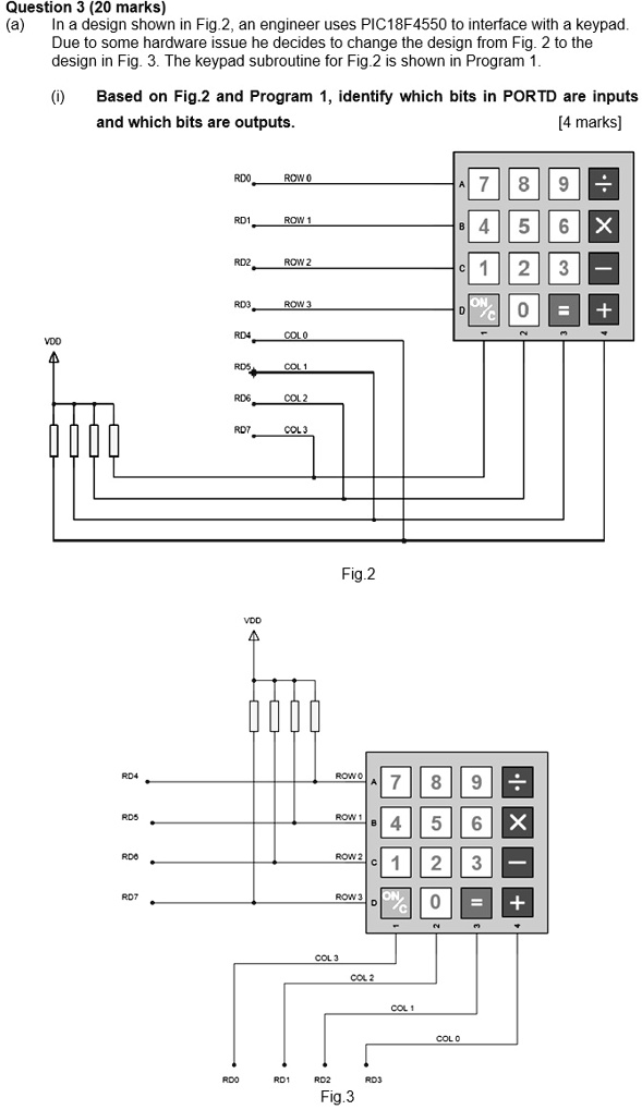 SOLVED: Question 3 (20 marks) (a) In a design shown in Fig. 2, an engineer uses PIC18F4550 to ...