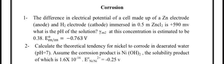SOLVED: The difference in electrical potential of a cell made up of a Zn electrode (anode) and a ...