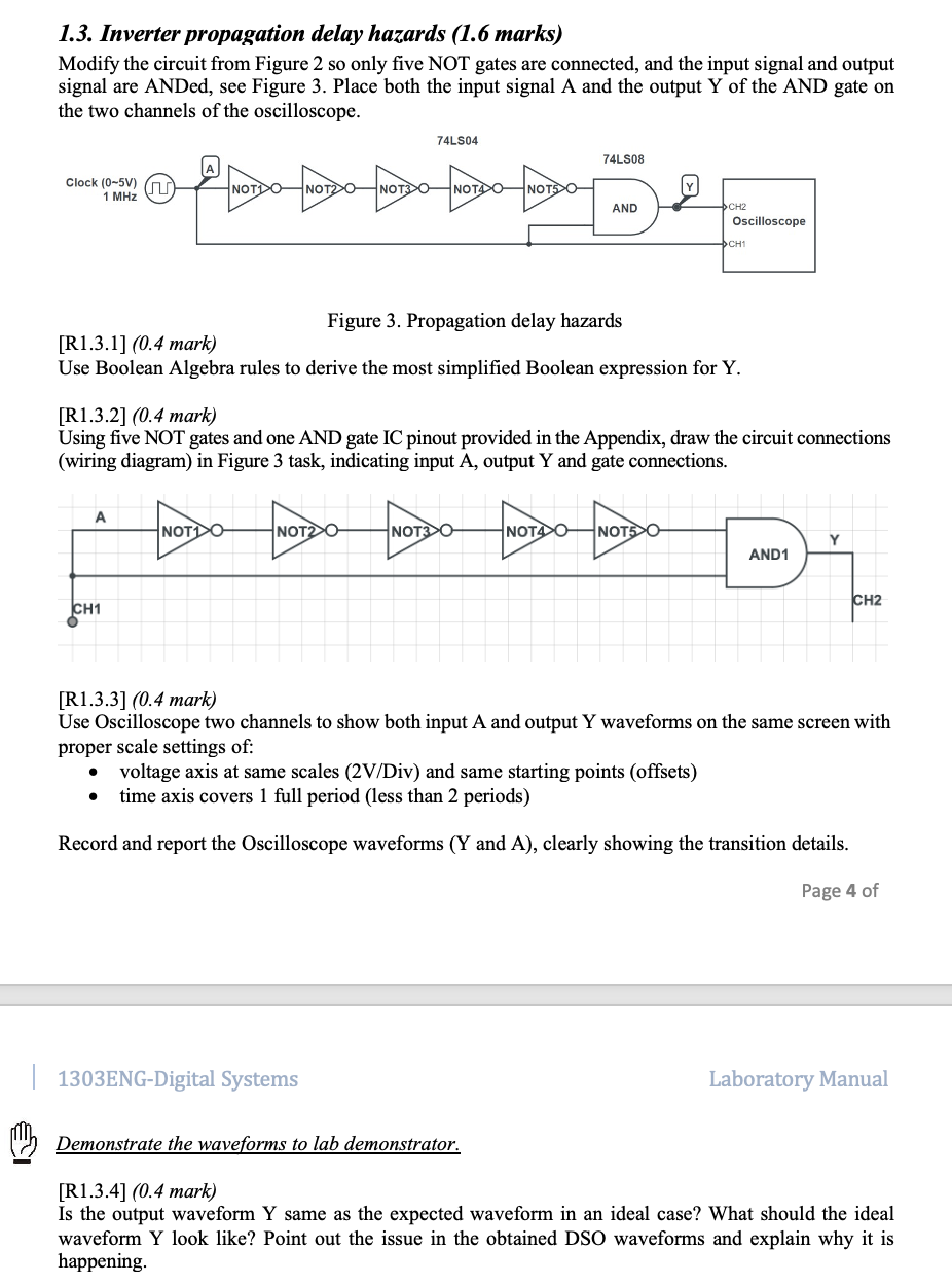 1.3. Inverter propagation delay hazards (1.6 marks) Modify the circuit ...