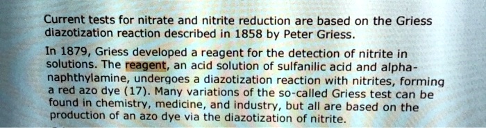 current tests for nitrate and nitrite reduction are based on the griess ...