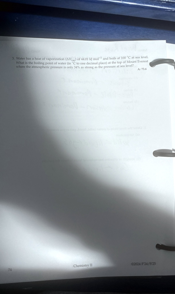 [GET ANSWER] 3 water has a heat of vaporization delta hvap of 4401 kj ...