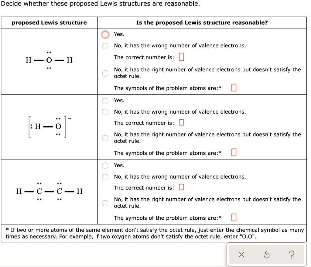 SOLVED: Decide whether these proposed Lewis structures are reasonable ...