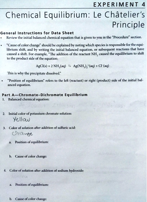 EXPERIMENT 4 Chemical Equilibrium: Le...