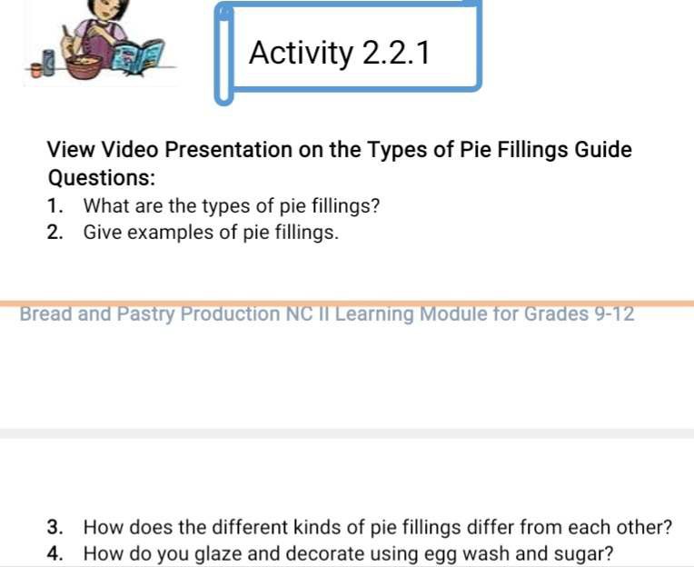 SOLVED: View Video Presentation on the Types of Pie Fillings Guide ...