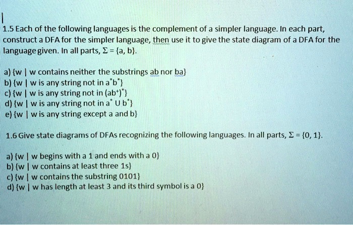 15 each of the following languages is the complement of a simpler languagein each part construct ...