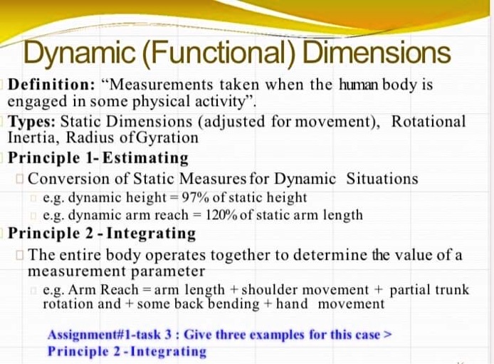 SOLVED: Dynamic (Functional) Dimensions Definition: Measurements taken ...