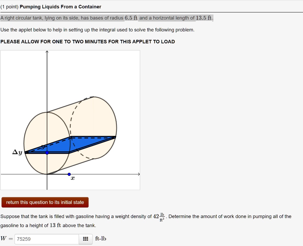 SOLVED: point) Pumping Liquids From Container Aright circular tank; lying on its side , has ...