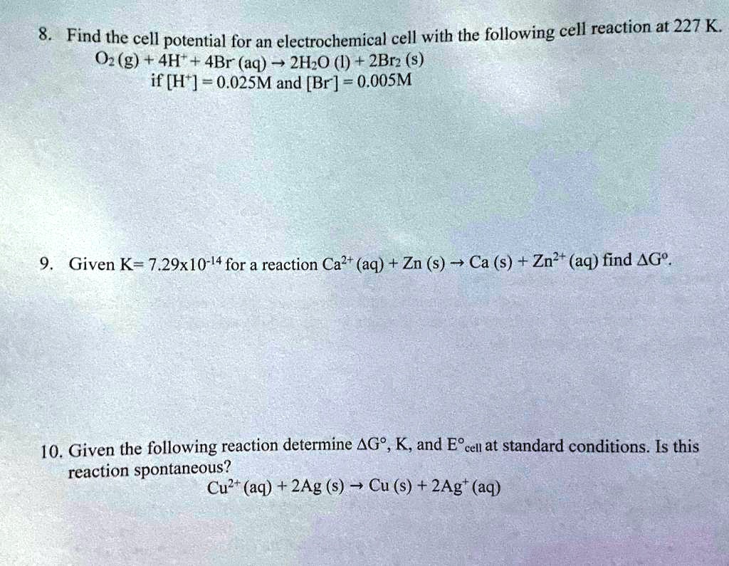 Solved Module 14 8 Find The Cell Potential For An Electrochemical