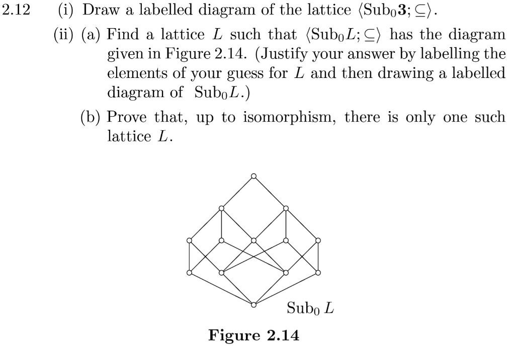 212 draw a labelled diagram of the lattice subo3 f ii a find a lattice l such that subol e has ...