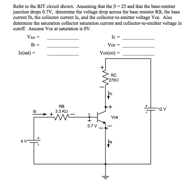Refer to the BJT circuit shown. Assuming that the β = 25 and that the ...