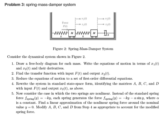 Problem 3: Spring-Mass-Damper System Vâ‚ Force Fâ‚ bâ‚“(r) xâ‚‚(t) K ...