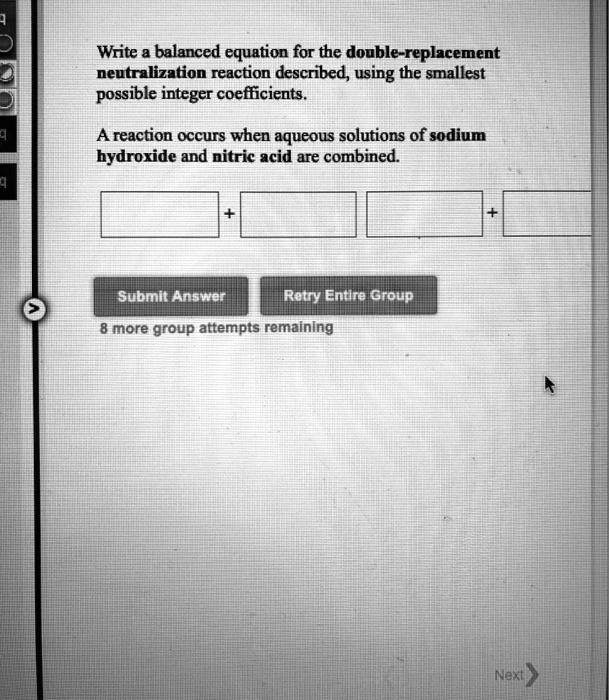 Write a balanced equation for the double-replacement neutralization reaction described, using ...