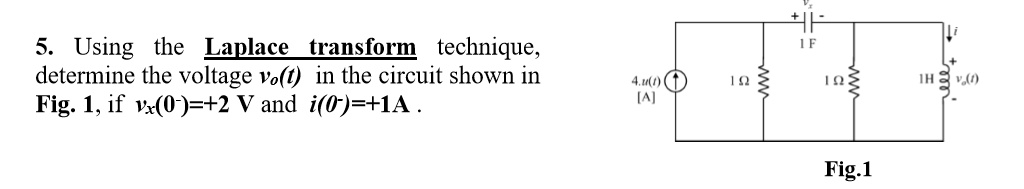 SOLVED: Using the Laplace transform technique, determine the voltage vo(t) in the circuit shown ...