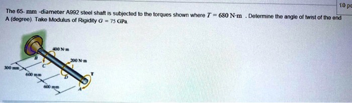 SOLVED: 1019 The 65-mm diameter A992 steel shaft is subjected to the ...