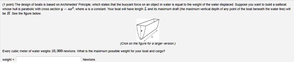 SOLVED: The design of boats is based on Archimedes' Principle, which ...