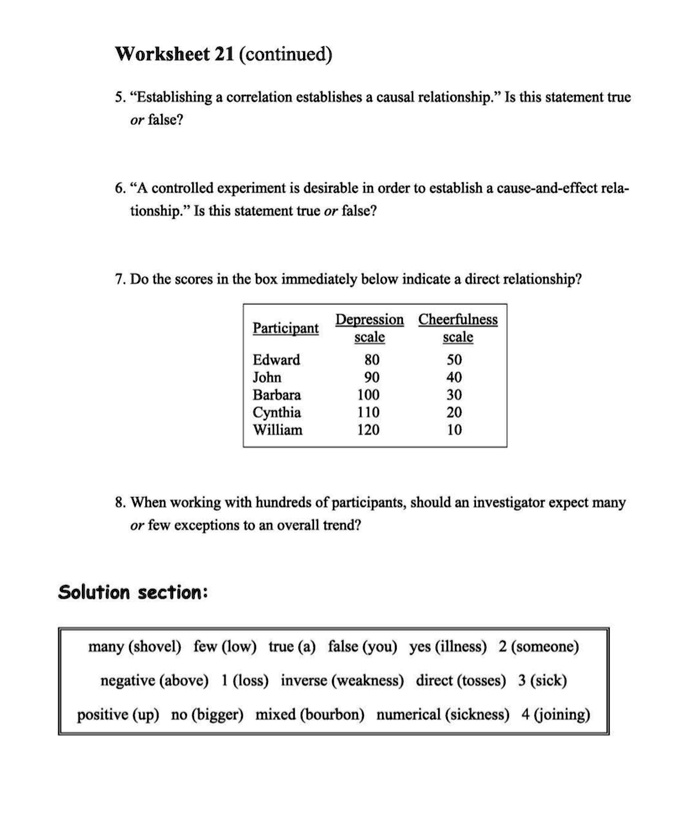 SOLVED: Worksheet 21 (continued) "Establishing correlation establishes ...