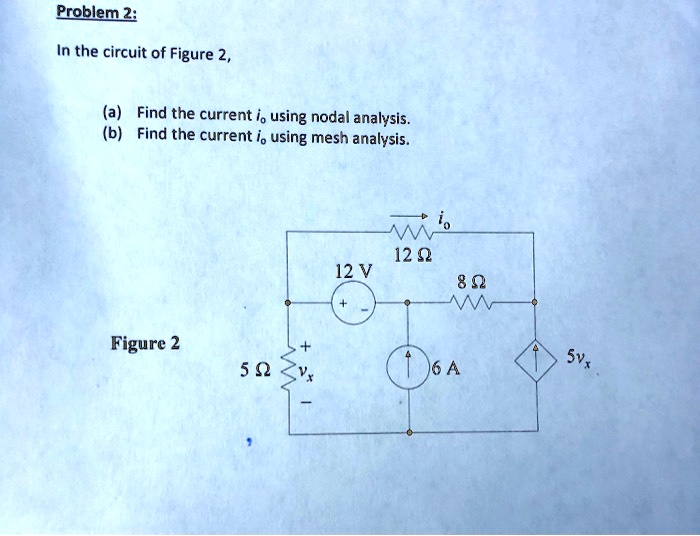 Problem 2: In the circuit of Figure 2, (a) Find the current io using nodal analysis. (b) Find ...