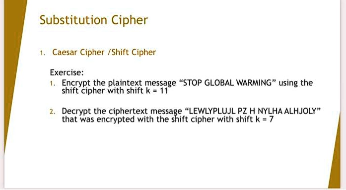 SOLVED: Substitution Cipher Caesar Cipher / Shift Cipher Exercise ... SOLVED: Substitution Cipher Caesar Cipher / Shift Cipher Exercise ...