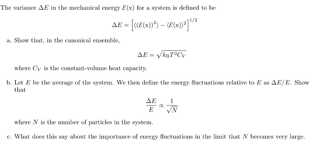SOLVED: The variance Î”E in the mechanical energy Î”E(x) for a system ...