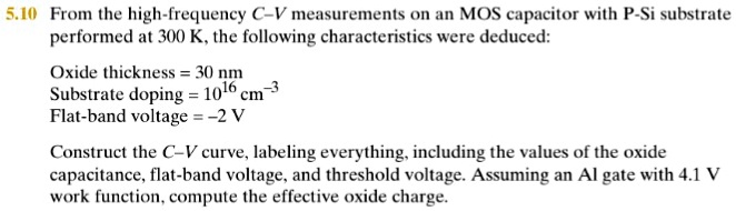 5 10 From The High Frequency C V Measurements On An Mos Capacitor With P Si Substrate Performed