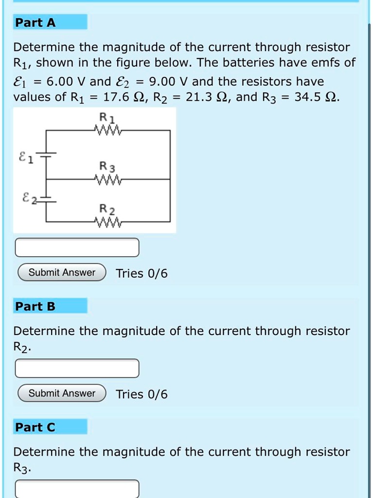 Solved Part A Determine The Magnitude Of The Current Through Resistor