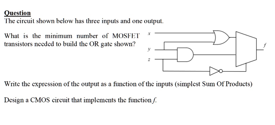 SOLVED: Question The circuit shown below has three inputs and one ...
