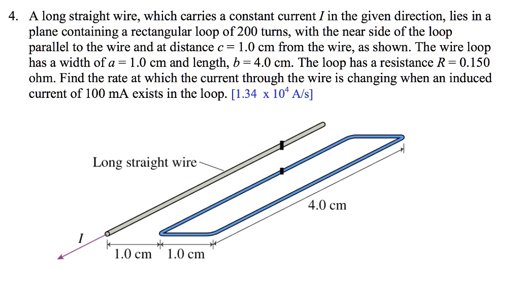 SOLVED: 4 A long : straight wire, which carries a constant current / in the given direction ...