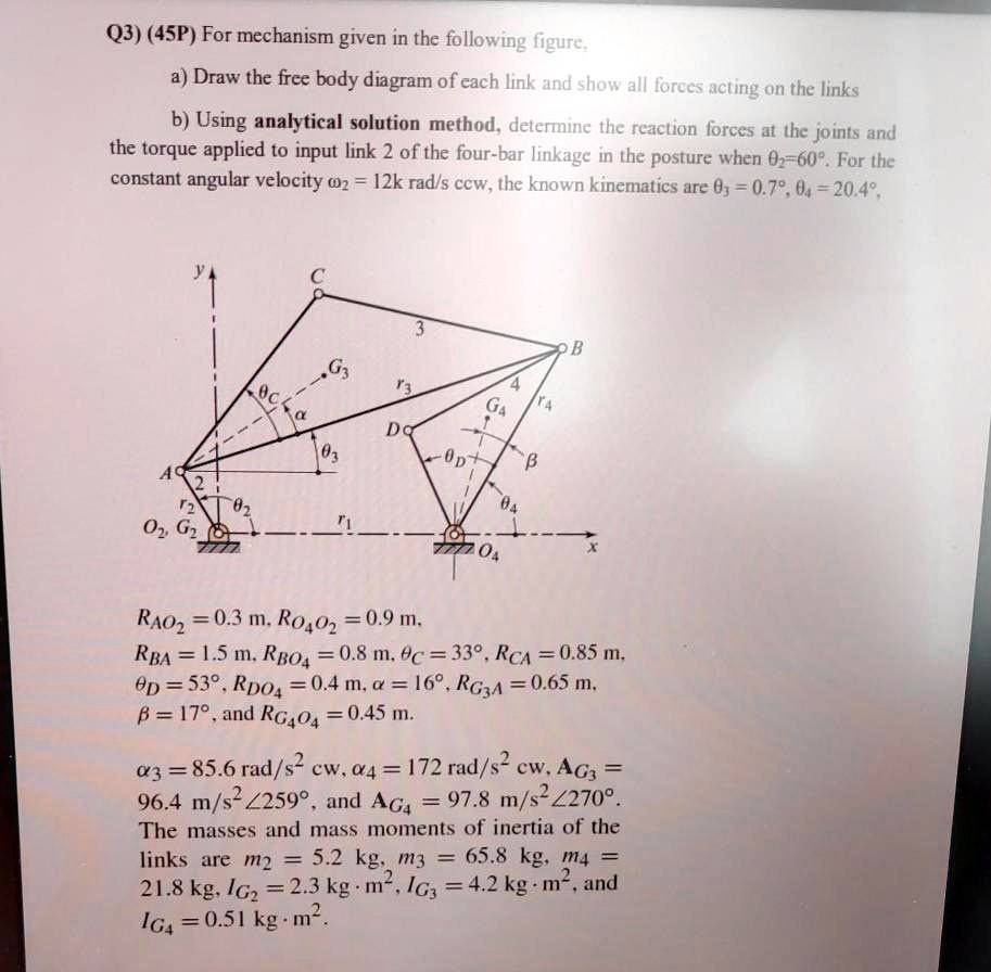 SOLVED: Q3 (45P) For the mechanism given in the following figure: a ...