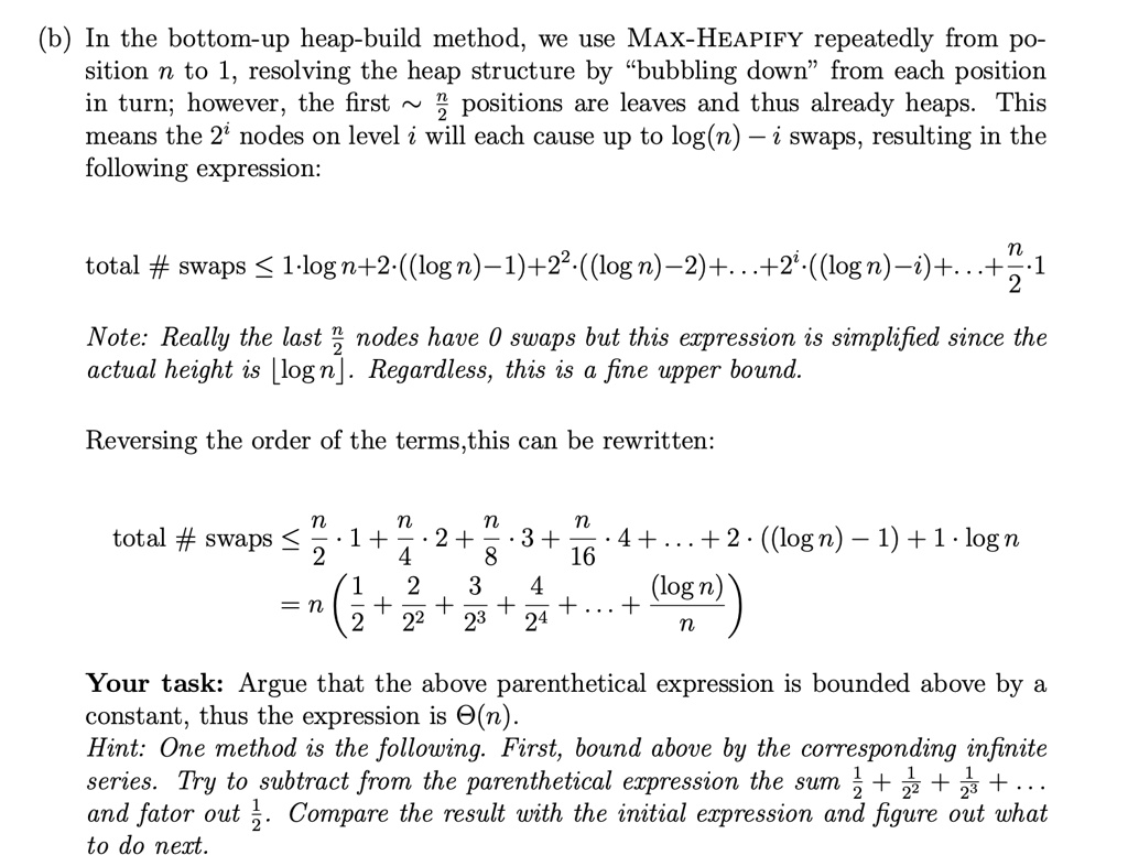 SOLVED: Heap-Build Methods.(a) In the top-down heap-build method, we ... SOLVED: Heap-Build Methods.(a) In the top-down heap-build method, we ...