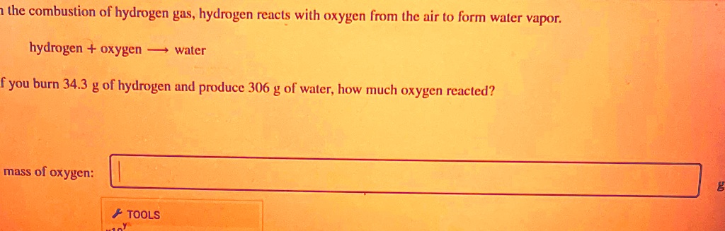 the combustion of hydrogen gas, hydrogen reacts with oxygen from the air to form water vapor ...